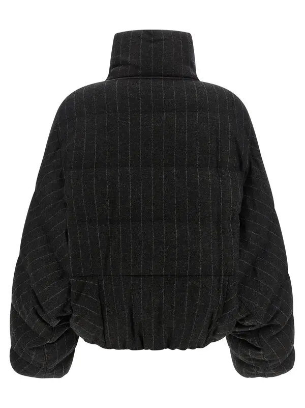 Brunello Cucinelli Micro Sequin Pinstriped Crop Down Jacket