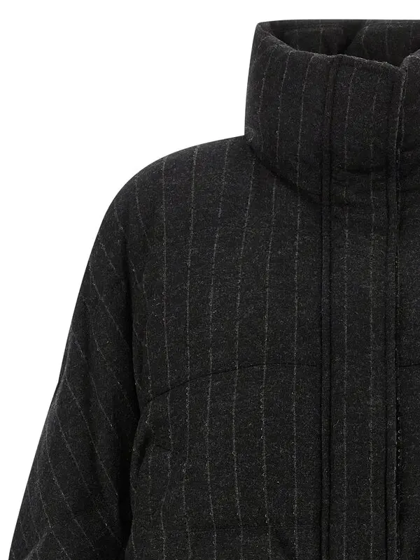 Brunello Cucinelli Micro Sequin Pinstriped Crop Down Jacket