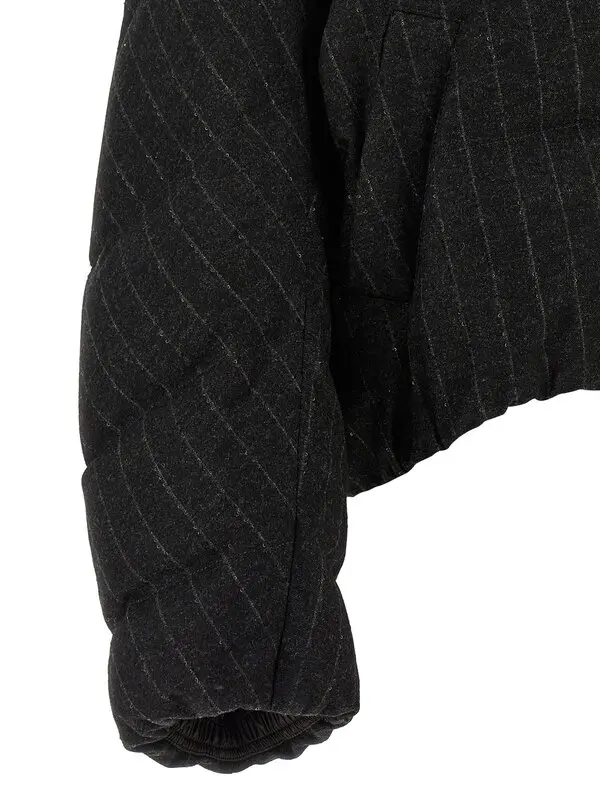 Brunello Cucinelli Micro Sequin Pinstriped Crop Down Jacket