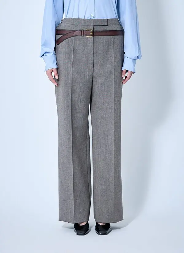Prada Technical Wool Pants With Printed Belt