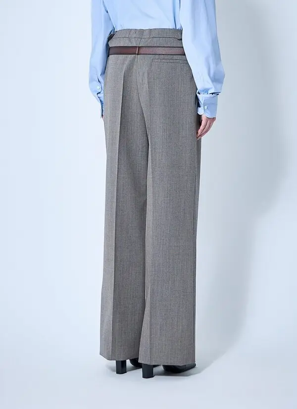 Prada Technical Wool Pants With Printed Belt