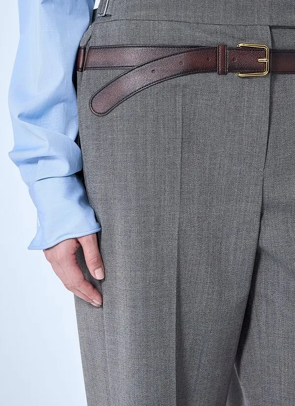 Prada Technical Wool Pants With Printed Belt