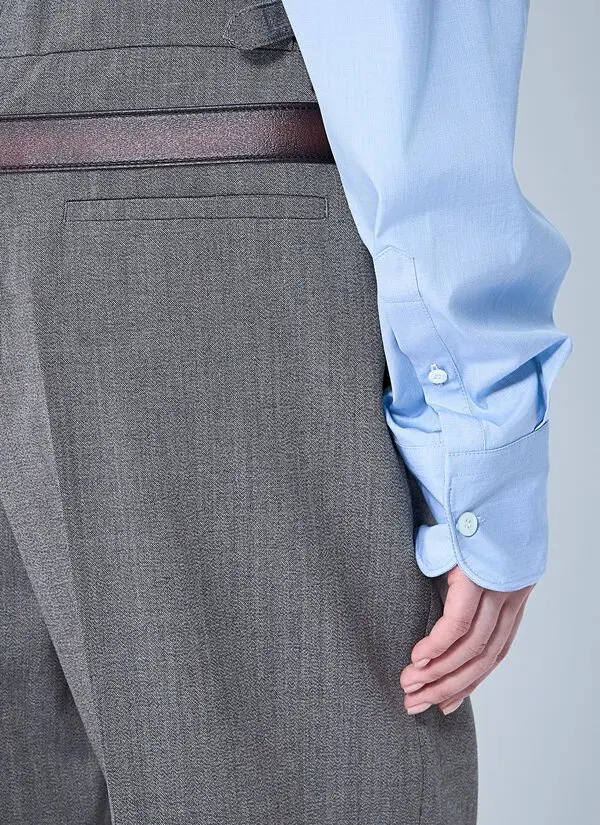 Prada Technical Wool Pants With Printed Belt