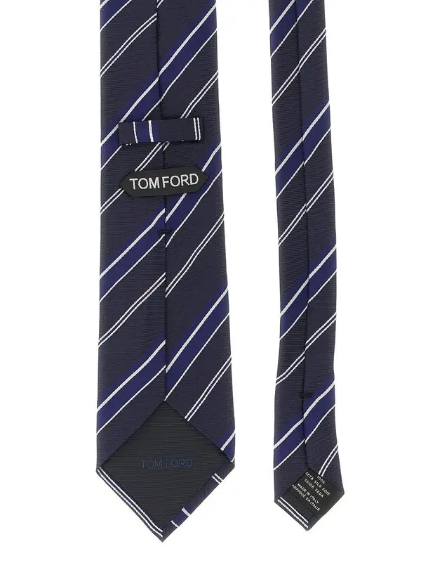 TOM FORD Diagonal Striped Tie - Blue