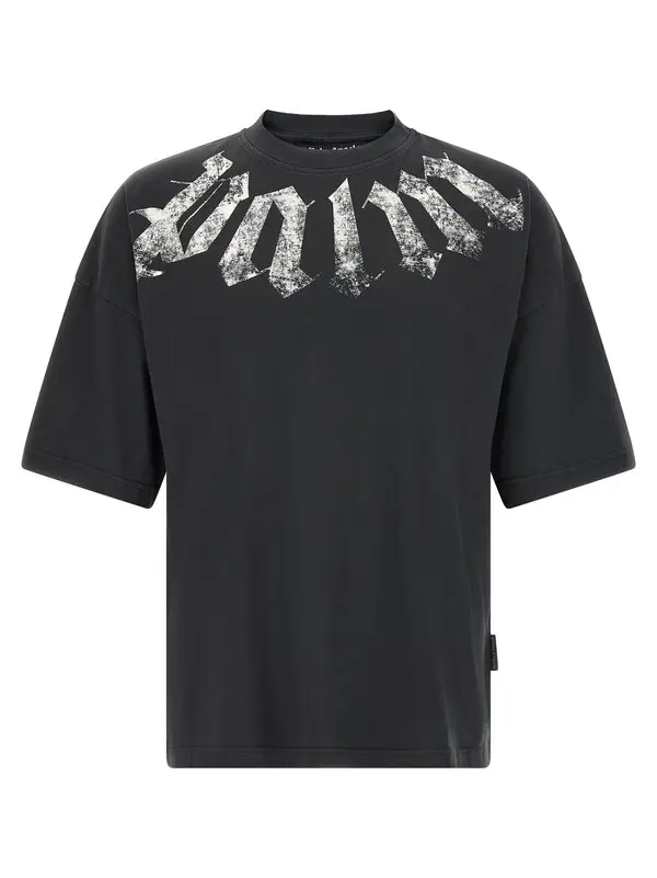 Palm Angels Craquelé Gothic Print T-shirt - Black