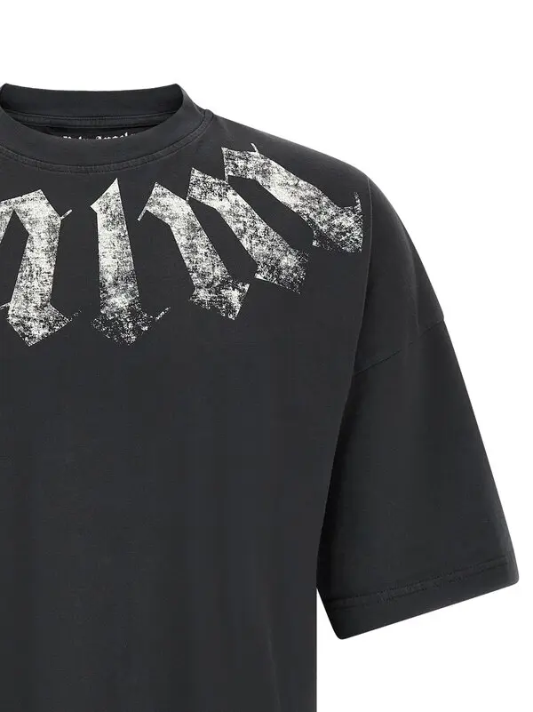 Palm Angels Craquelé Gothic Print T-shirt