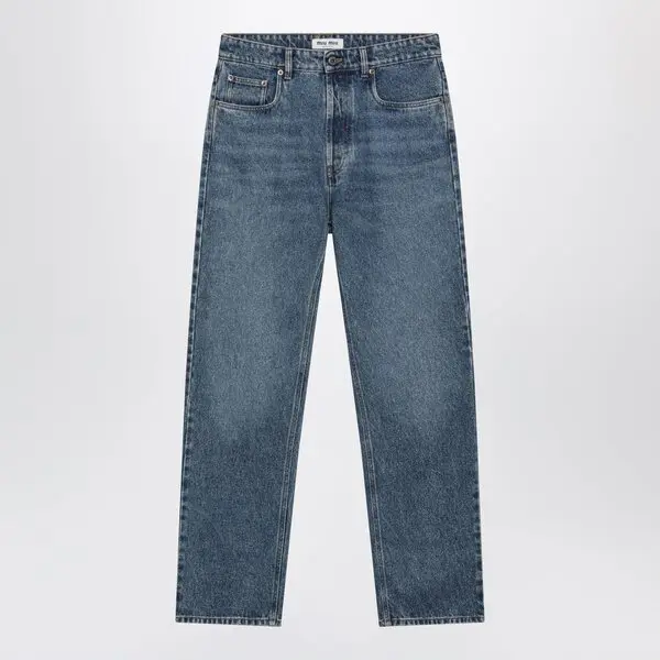 Miu Miu Medium Jeans With Logo Embroidery - Blue