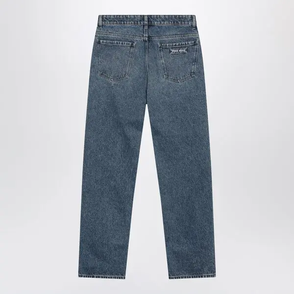 Miu Miu Medium Jeans With Logo Embroidery - Blue