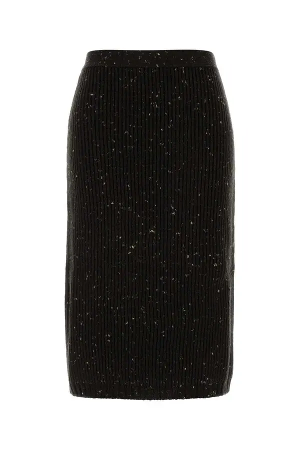 Bottega Veneta Melange Dark Wool Blend Skirt