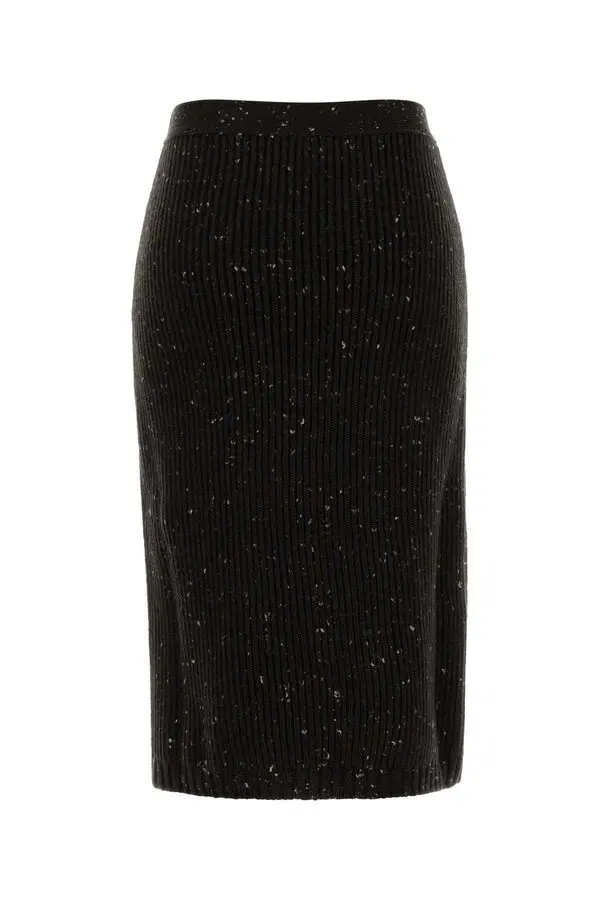Bottega Veneta Melange Dark Wool Blend Skirt