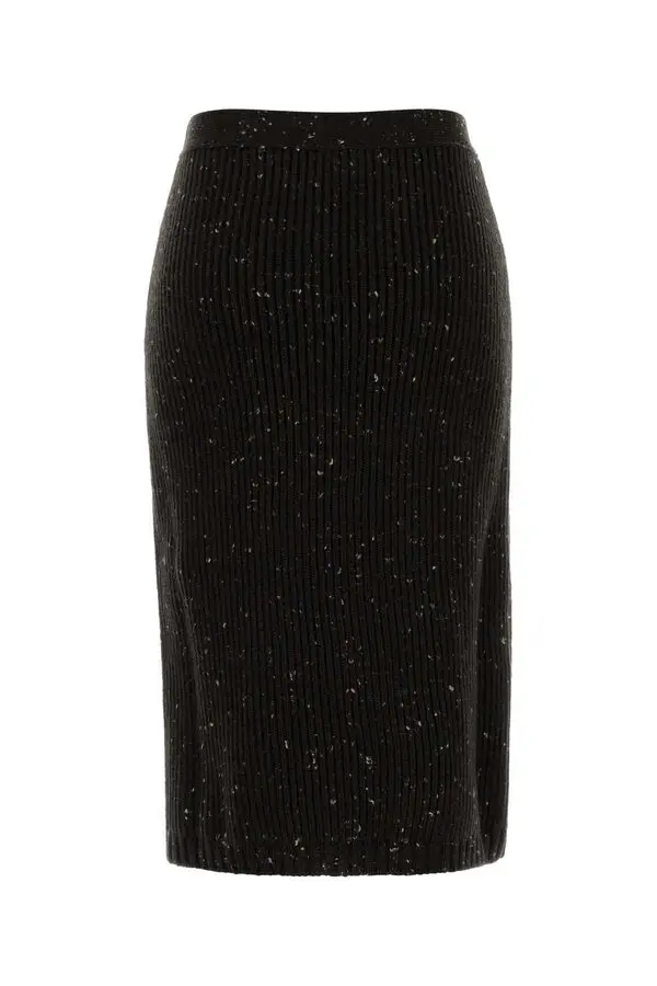 Bottega Veneta Melange Dark Wool Blend Skirt