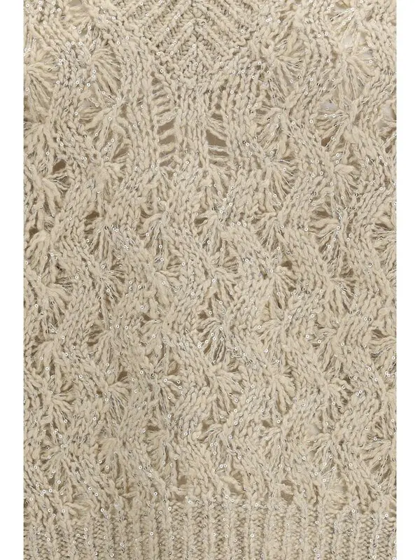 Brunello Cucinelli Silk Blend Sequined Vest - Cream