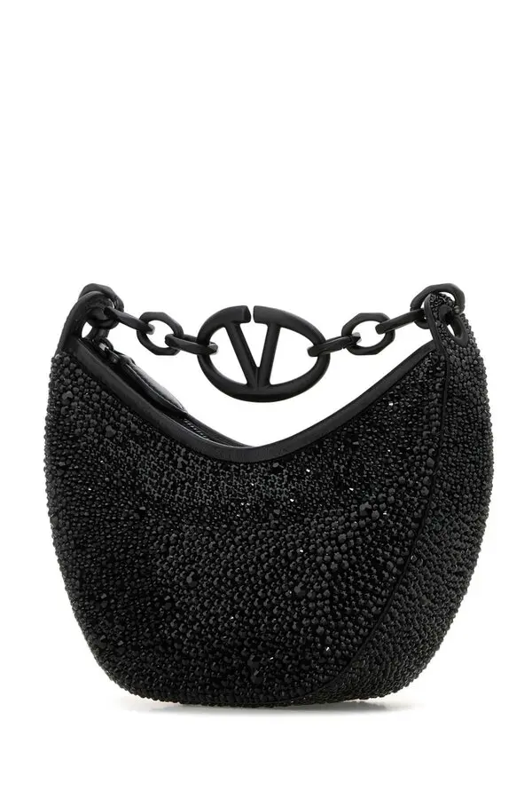 Valentino Garavani Embellished Leather Vlogo Moon Hobo Handbag