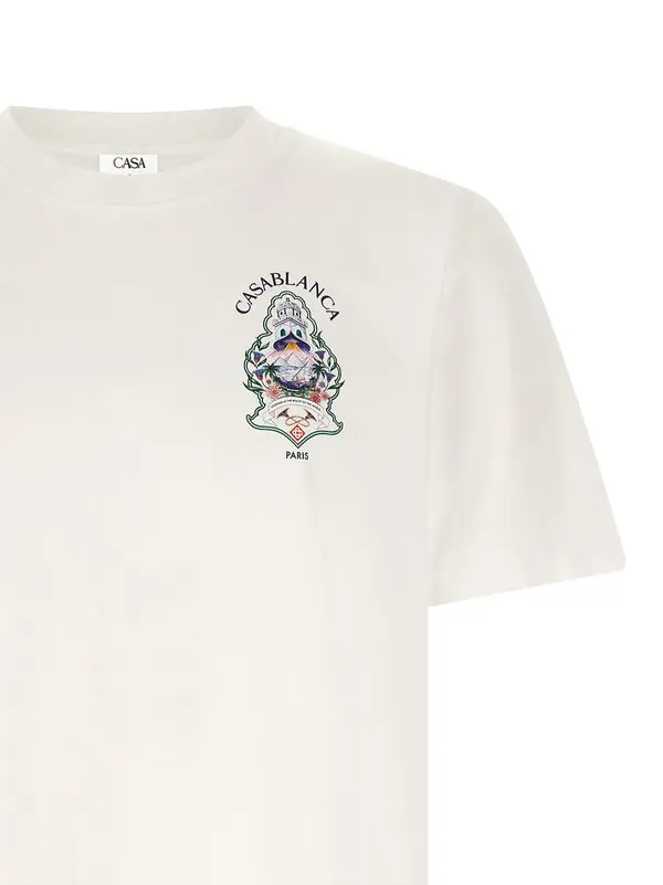 Casablanca Hotel Emblem' Print T-shirt - White