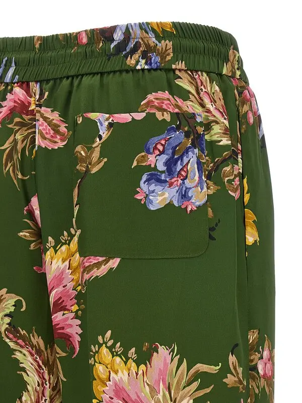Etro Floral Print Trousers - Green