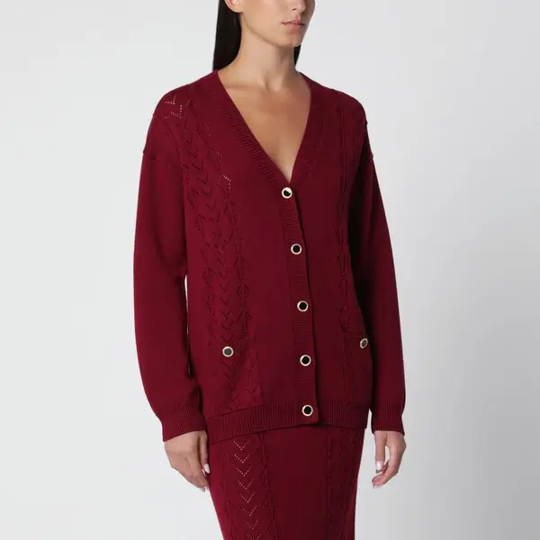 Alessandra Rich Merino Wool Knit Cardigan - Red