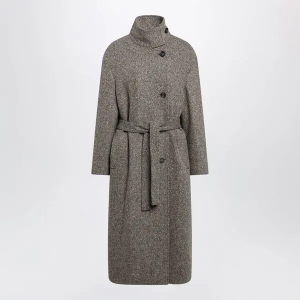 Brunello Cucinelli Sparkling Camel And Black Virgin Wool Coat - Brown