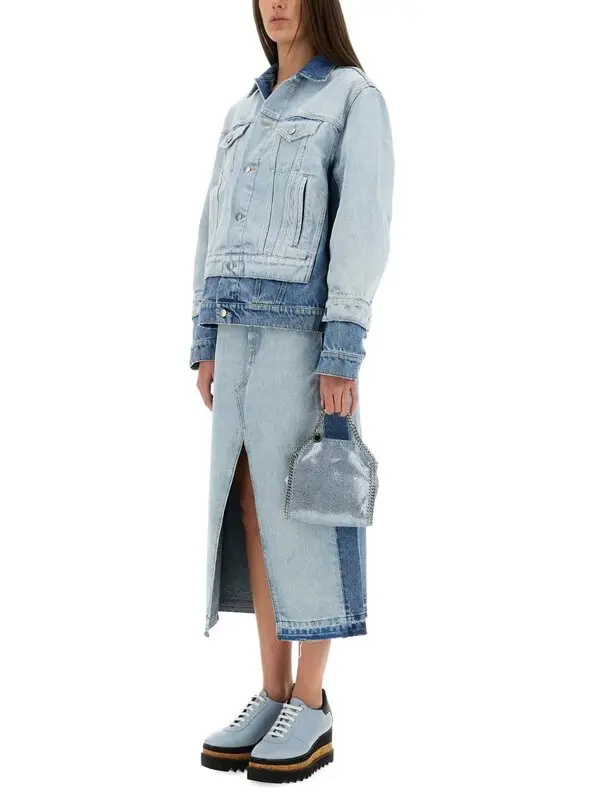Stella McCartney Denim Skirt With Contrasting Panel - Blue