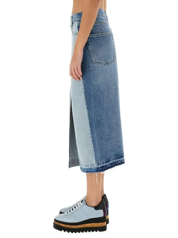 Stella McCartney Denim Skirt With Contrasting Panel - Blue