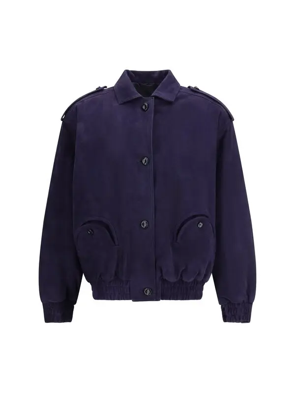 BLAZÉ MILANO Blazè Milano Viva Charlie Suede Bomber Jacket - Blue