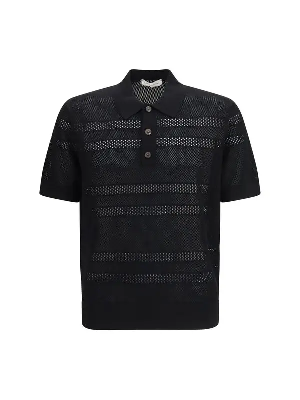 Dries Van Noten Mesh Polo Shirt - Black
