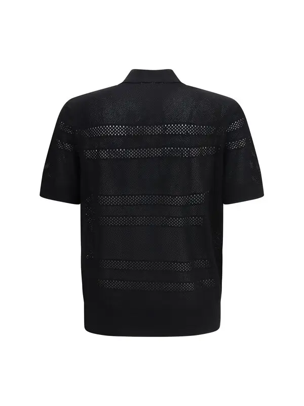 Dries Van Noten Mesh Polo Shirt - Black