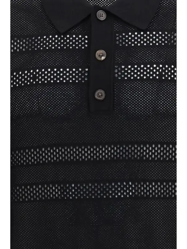 Dries Van Noten Mesh Polo Shirt - Black