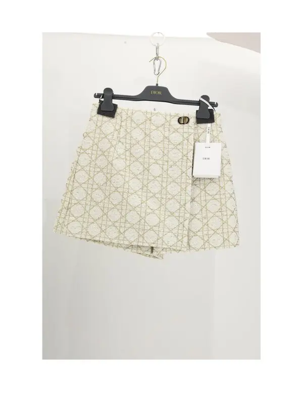 Dior Cannage Tweed Short Jupe - White