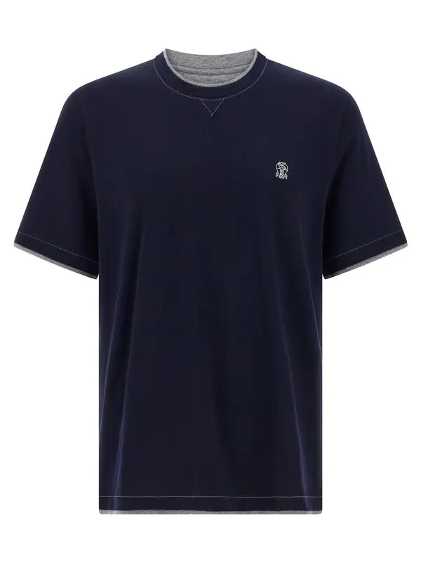Brunello Cucinelli Double Layer T-shirt - Blue