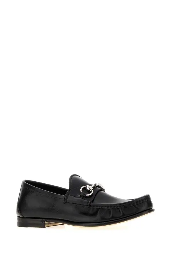 Gucci Leather Lugano Loafers - Black