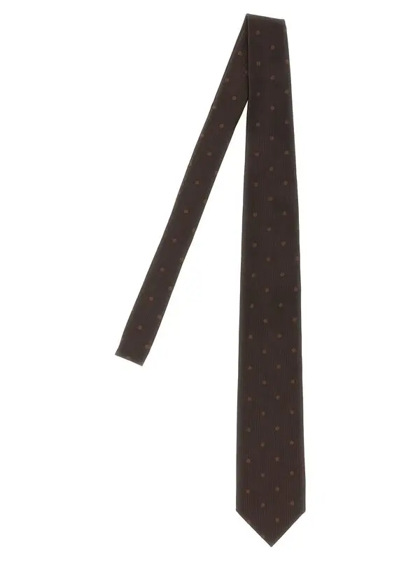 TOM FORD Polka Dot Silk Tie - Brown