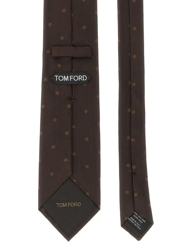 TOM FORD Polka Dot Silk Tie - Brown