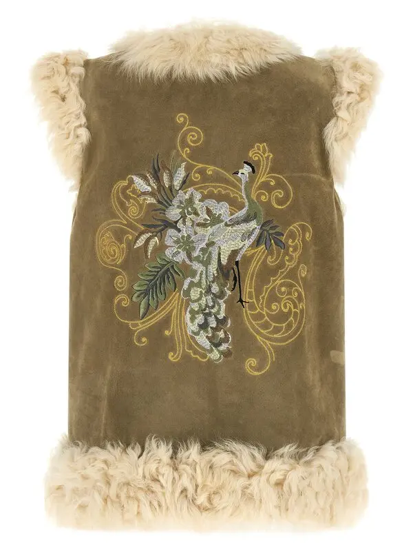 Etro Peacock Embroidery Vest - Cream