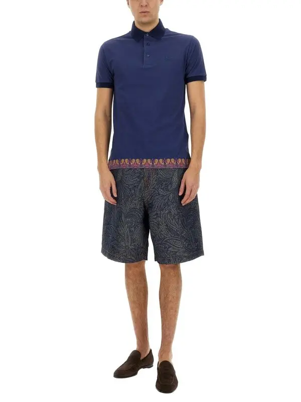 Etro Polo Shirt With Print - Blue