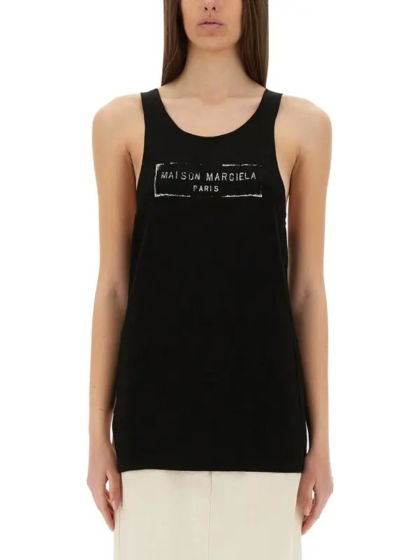 MAISON MARGIELA Logo Print Tank Top - Black