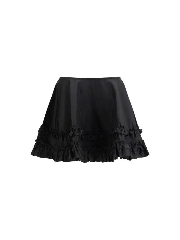GANNI Duchesse Nylon Mini Frill Skirt - Black