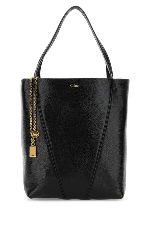 Chloé Leather Spin Shopping Bag - Black