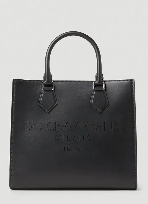 Dolce & Gabbana Debossed Logo Tote Bag - Black