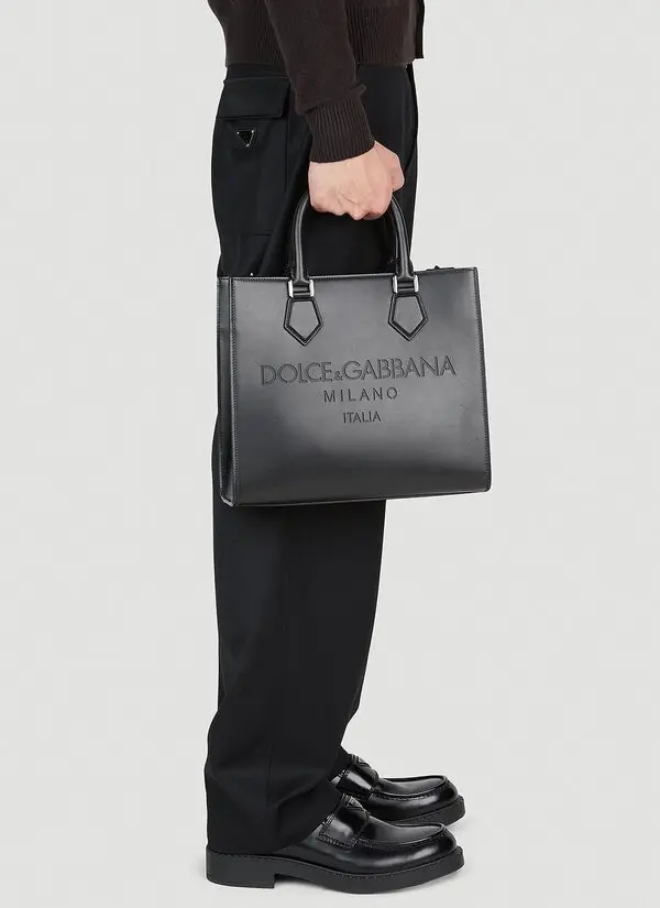 Dolce & Gabbana Smooth Grain Leather Tote Bag With Debossed Logo