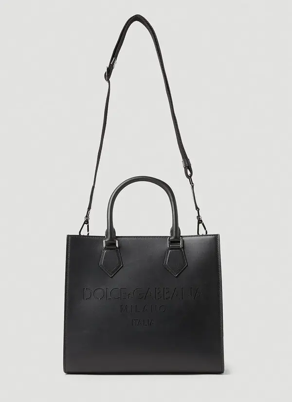 Dolce & Gabbana Smooth Grain Leather Tote Bag With Debossed Logo