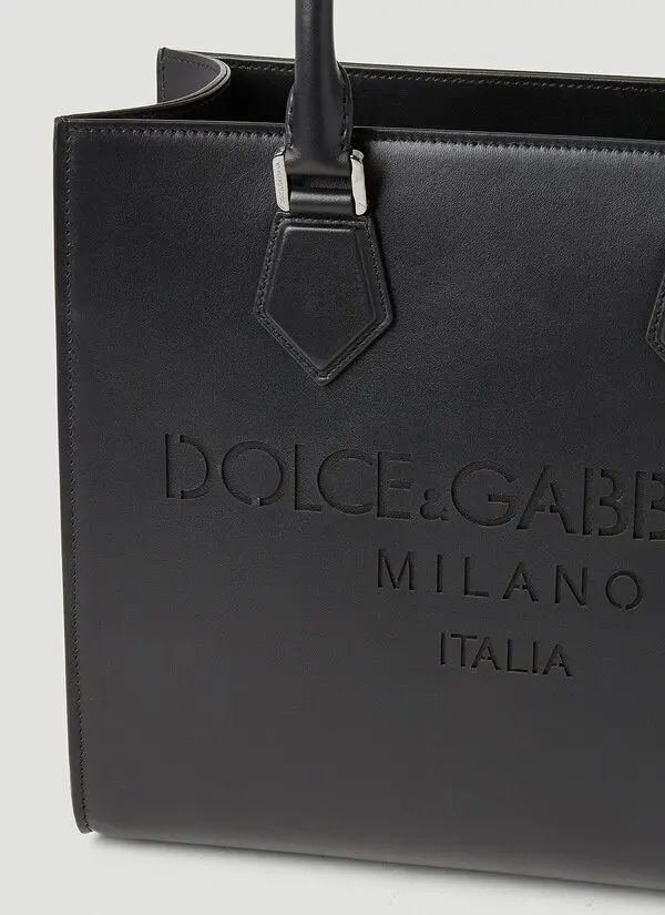 Dolce & Gabbana Smooth Grain Leather Tote Bag With Debossed Logo