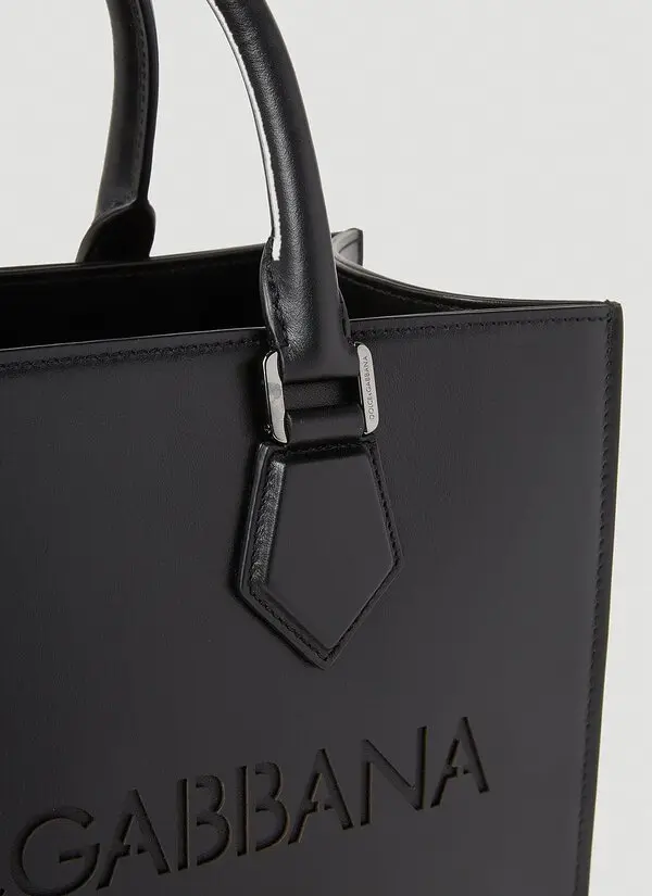 Dolce & Gabbana Smooth Grain Leather Tote Bag With Debossed Logo