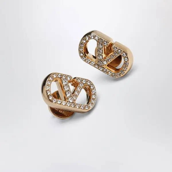 Valentino Garavani Vlogo Signature Crystal Stud Earrings - Silver