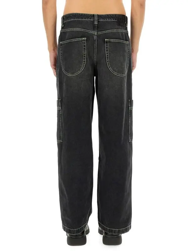 Off-White Cotton Cargo Jeans - Black