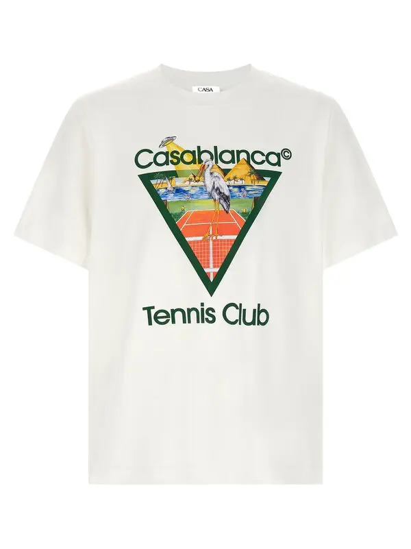 Casablanca Tennis Club' Front Print T-shirt - White