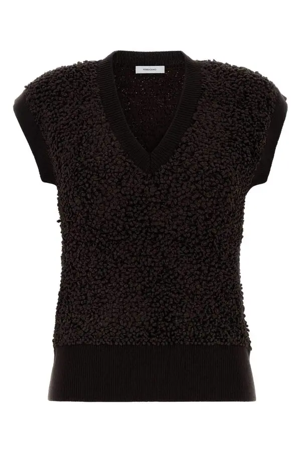 FERRAGAMO Dark Boucle Vest - Brown