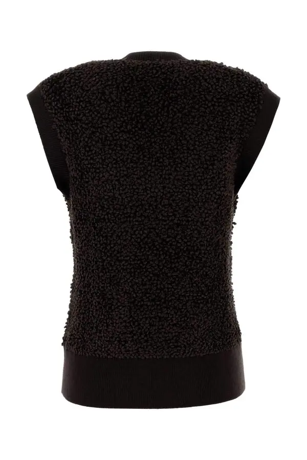 FERRAGAMO Bouclé Vest - Brown
