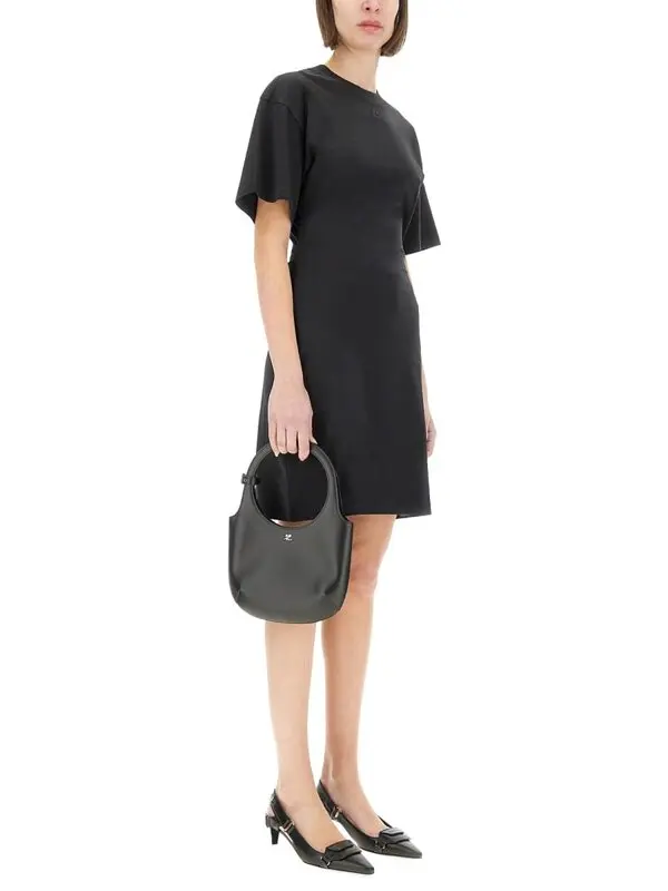 COURREGES Short Cotton Dress - Black