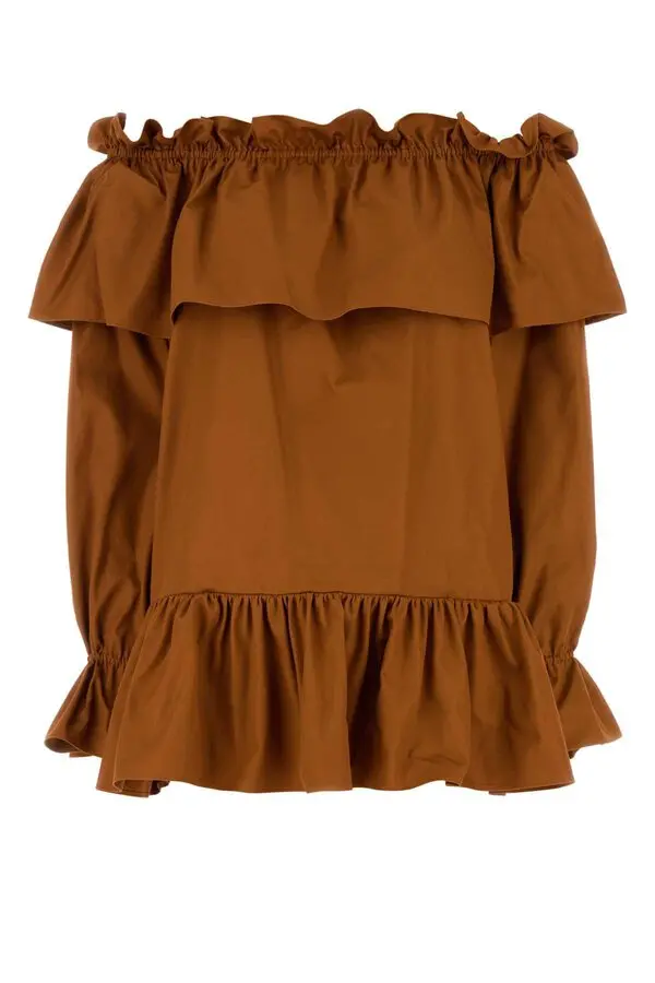 Saint Laurent Twill Mini Dress - Brown