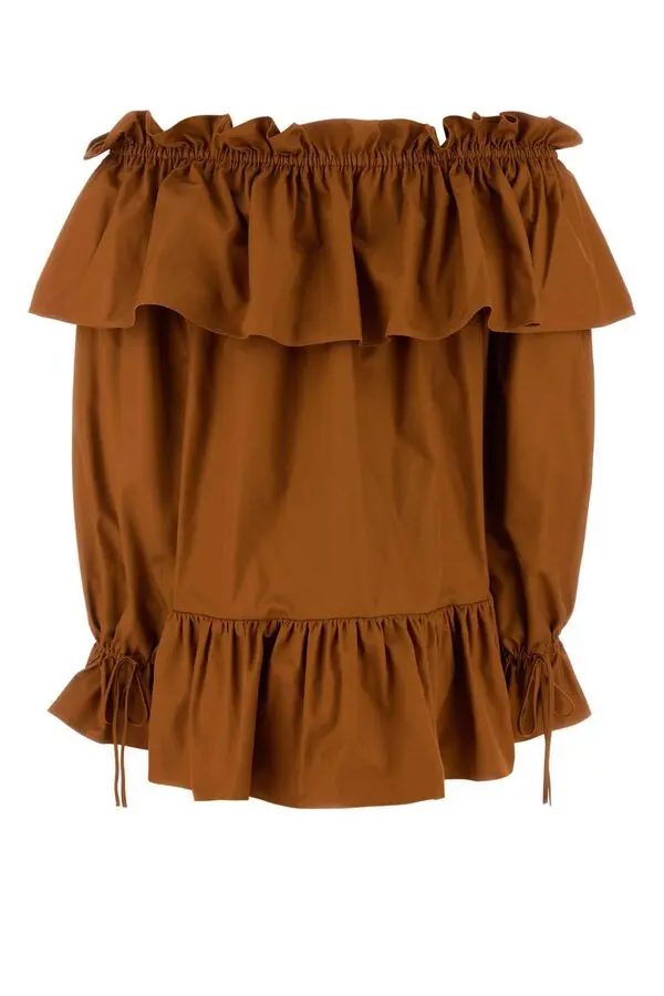 Saint Laurent Twill Mini Dress - Brown